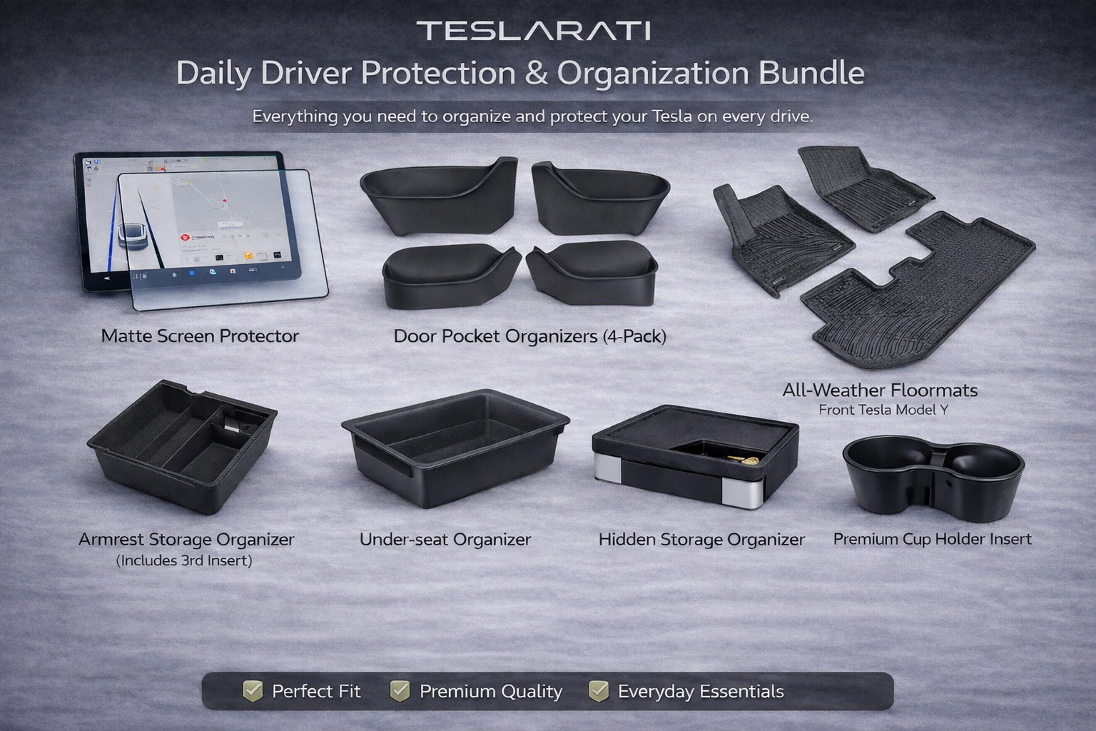 Tesla Model Y Daily Driver Protection & Organization Bundle
