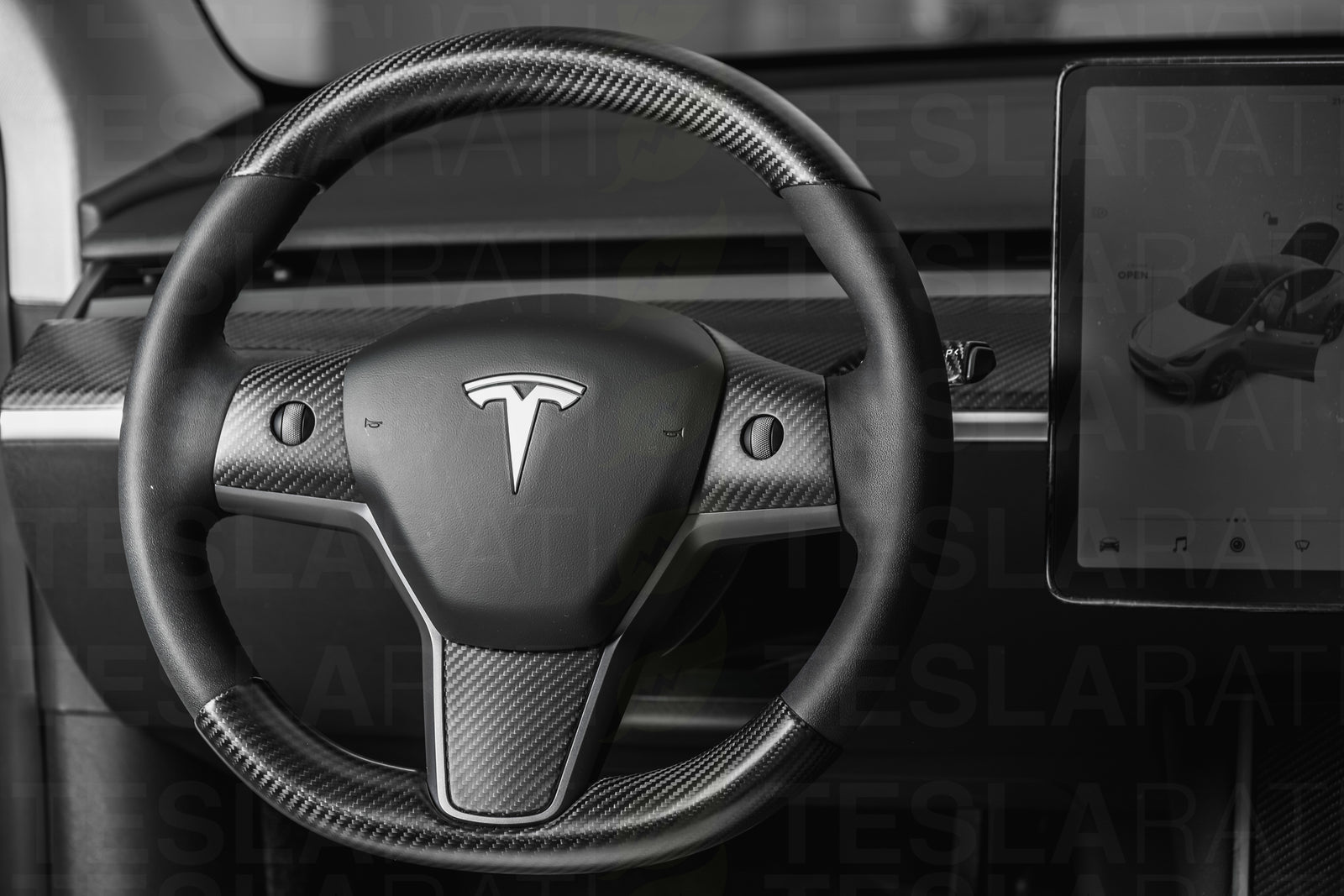 Tesla Model 3 & Y Genuine Carbon Fiber Steering Wheel Caps (2-pc)