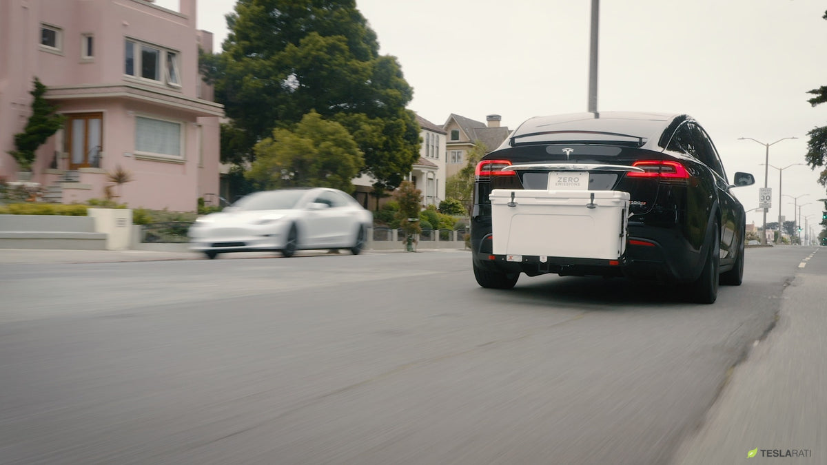 Tesla Model X cargo carrier: Lightweight aluminum, easy stowaway